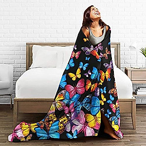 SARA NELL Ultra Soft Butterfly Blanket,Colorful Rainbow Flying Butterfly Throw Blanket Fleece Blanket,Plush Blanket for Bed and Couch,Warm Fuzzy Cozy Throws Blankets for Kids and Adults,50''X40''