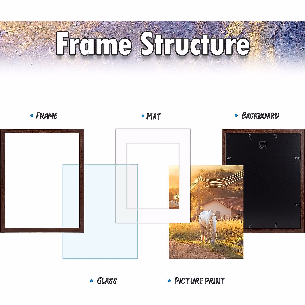 AUEAR, 11x14 Picture Frames 2 Pack, for 8x10 with Mat or 11 by 14 Gallery Wall Frame Vertical Horizontal Display (11x14, Walnut, 2-Pack)