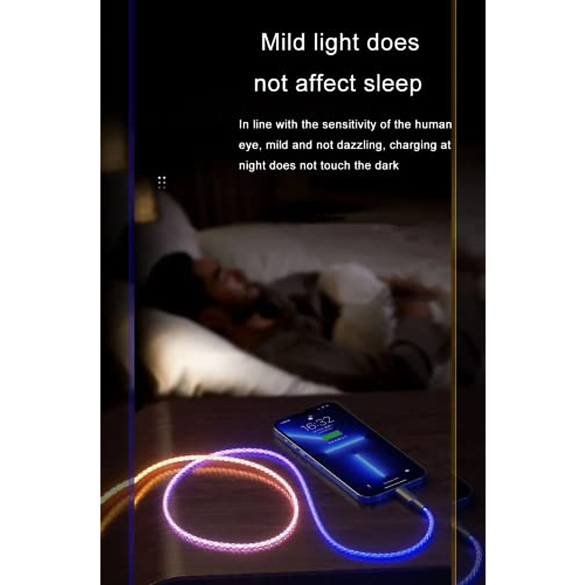 Luzis RGB Ambient Light Super Fast Charging Cable, Suitable for Apple, Fast Charging Data Cord for iPhone Pro/Pro Max 13, 12, 11, XS, XR, X, 8, 7, 6 More