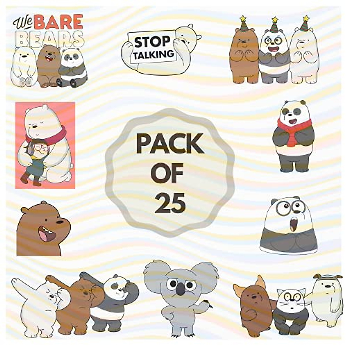 Careflection We Bare Bears Stickers Perfect for Laptop Computer Bottle Travel Mobile Guitar Pack of 25