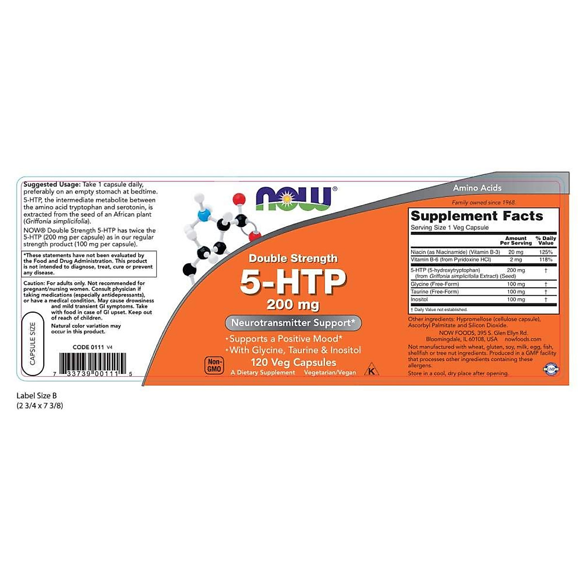 Now Foods 5-HTP 200 mg 120 VegCap