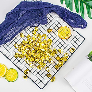 DomeStar 150PCS Fake Gold Ice, Gold Acrylic Ice Fake Plastic Gold Nuggets Gold Rocks Gems Marble Vases Fillers for St. Patrick’s Table Scatter Decoration