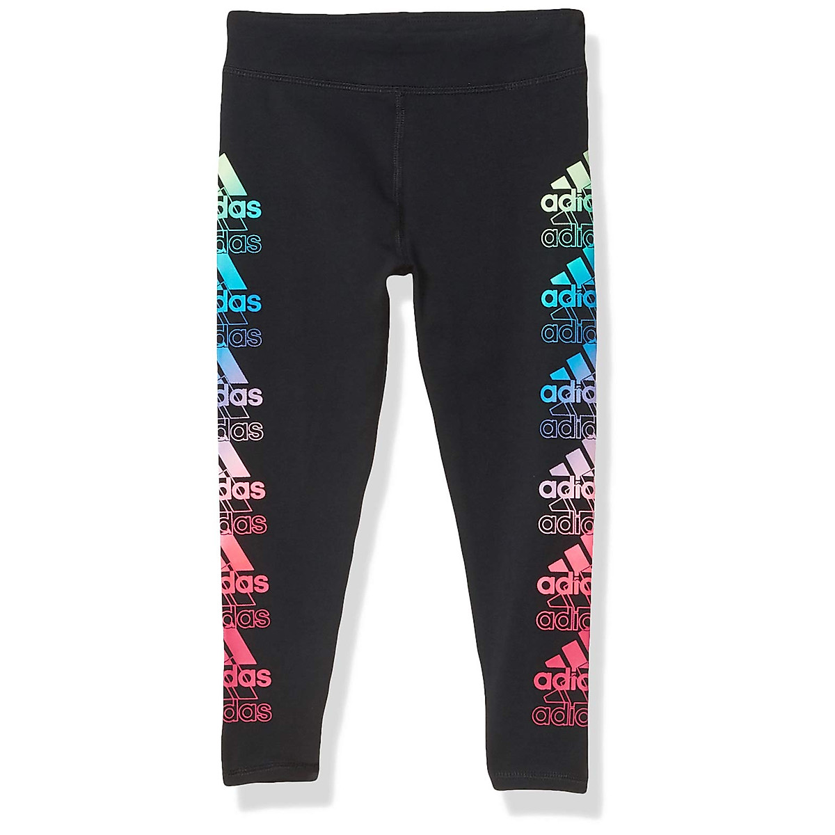 adidas Girls' Active Sports Athletic Legging Tight, Core Graphic Black/Pink, Large