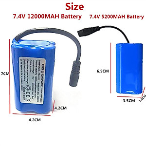 7.4V 12000Mah 5200Mah Battery 3To1 Line Charger for T188 T888 2011-5 V007 C18 H18 So on Remote Control RC Fishing Bait Boat Parts, Bait Boat Lipo Battery, YLLLY-6686. (Color : 3 12000mah Battery)