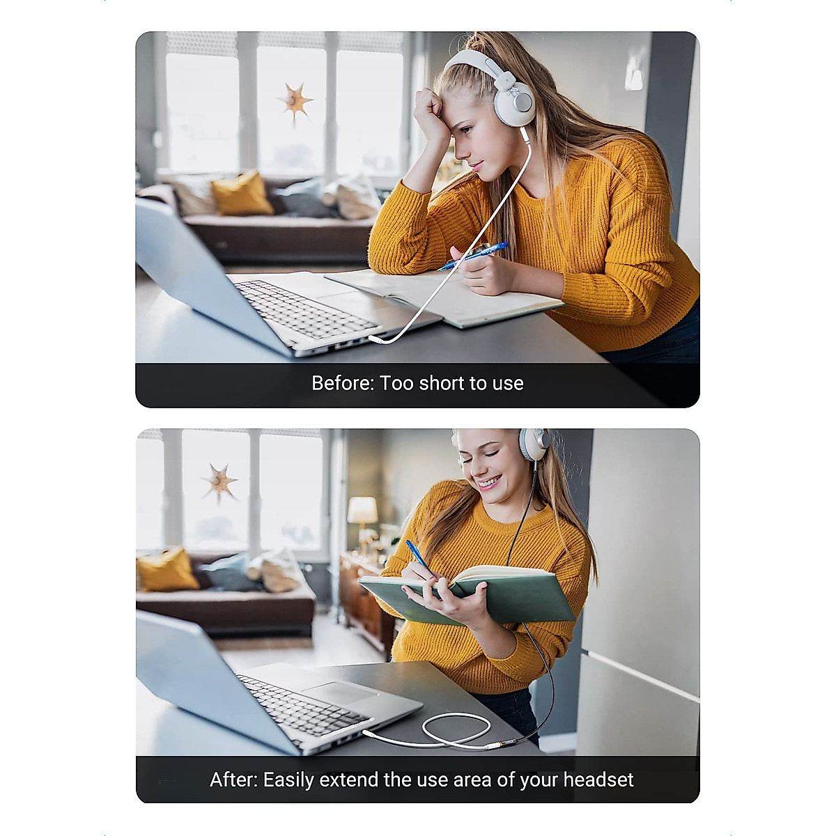 UGREEN Headphone Extension Cable Nylon Braided Male to Female 3.5mm Extension Cable Lossless Multi Shielded Aux Jack Extender Gold Plated Cord Compatible with iPhone iPad Tablets Media Players, 6FT