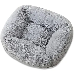 Bed Xs Size Warm Winter Square Super Soft Sleeping Dog Bed Long Plush Washable Cat Mat Basket Puppy House 1Pcs Gray