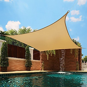 Isunshore 12'X16' Rectangle Sand Sun Patio Shade Sail Canopy Patio Sunshade Cover - 185 GSM - Block 98% of UV Radiation for Patio Backyard Lawn Garden Outdoor Awning, Sand
