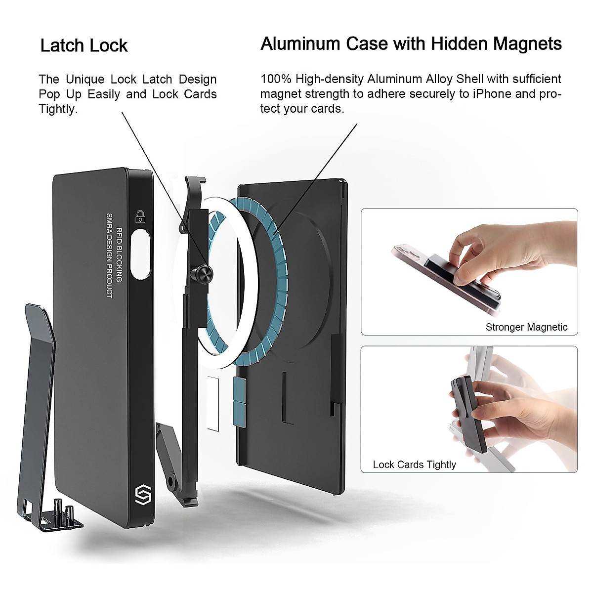 MagSafe Magnetic Card Wallet for iPhone 12/13/14 Series - Slim Metal Card Holder with Money Clip and Pop-Up Function