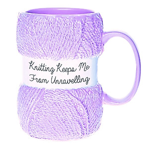 Boxer Gifts 'Knitting Keeps Me From Unraveling' Novelty Knitting Gift Mug | Light Pink Colour With Realistic Yarn Detailing | Amazing Christmas, Birthday Or Mother's Day Gift For Her
