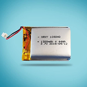 Ecologic Mart Lithium Ion Batteries, 3.7 Volt Rechargeable Battery, 1200mAh LiPo Battery, Reading Book Light Battery Replacement, 103040 Type with Micro JST 1.25mm 2Pin Male Connector