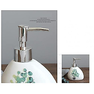 Marble Bathroom Accessories Set - 4 Piece Ceramic Bath Accessory Complete Set Luxury Bath Accessory with Soap Dispenser, Toothbrush Holder, Tumbler, Soap Dish (Green Leaf 2（4Pcs）)