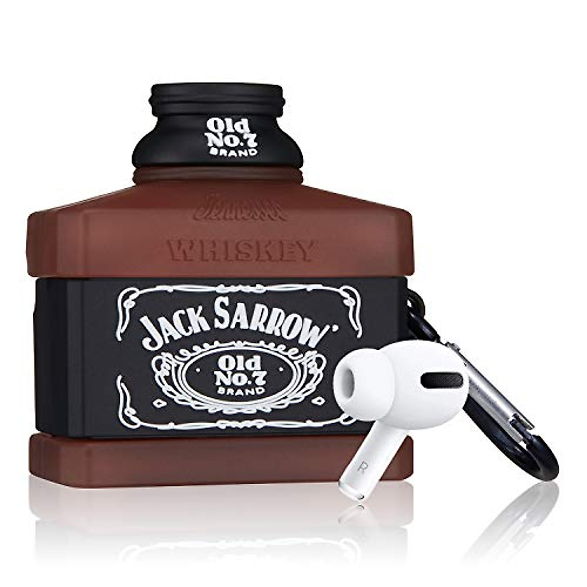 Mulafnxal for Airpod Pro 2019/Pro 2 Gen 2022 Case, Cute Drink Silicone Air pods Cover, 3D Funny Fun Cool Keychain Design Stylish Kits Soft Skin Cases Boys Teens Men for Airpods Pro (Jack Bottle)