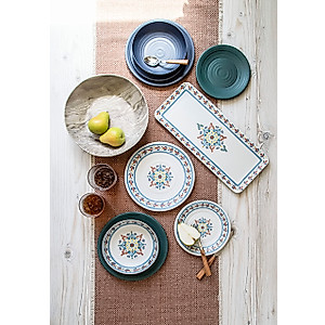 TarHong Planta Artisan Solids Low Bowl, Planta (Majority Plant Based with Melamine Binder), Shatterproof, Indoor/Outdoor Entertaining, Matte Blue, Set of 6