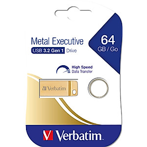 Verbatim 64GB Metal Executive USB 3.0 Flash Drive - Gold