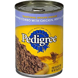 Pedigree Chopped Ground Dinner Combo with Chicken, Beef & Liver Canned Dog Food (Pack of 2)