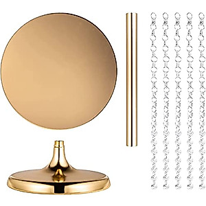 LANLONG Wedding Cake Stand for Dessert Table 12 Inch Gold Crystal Pendants Metal Cake Stand Serves as A Round Dessert Cupcake Display Plate 16 Inch Tall (Gold)