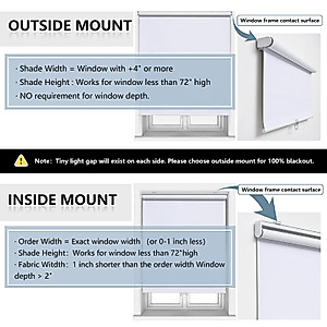 AOSKY Cordless Roller Shades Blackout Blinds for Windows Room Darkening Rolled Up Shades with Spring System, UV Protection Window Shades Door Blinds for Home and Office (23" W x 72" H, White)
