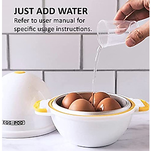 Eggpod by Emson Egg Cooker Wireless Microwave Hardboiled Egg Maker, Cooker, Egg Boiler & Steamer, 4 Perfectly-Cooked Hard boiled Eggs in Under 9 minutes As Seen On TV