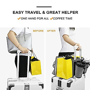 Tuegher 3 in 1 Travel Luggage Cup Holder, Luggage Straps, Shoulder Bag for Suitcases add a Bag, Travel Carry-on Luggage Helper,Travel Accessory for Duffel, Tote, Laptop Bag (Patent Pending)