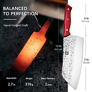 TIVOLI Cleaver Knife 7-inch Japanese Hand Forged VG10 High Carbon Steel Sharp Chef Knife Wooden Handle with Sharpener & Gift Box Kitchen Butcher Knife for Meat Cutting