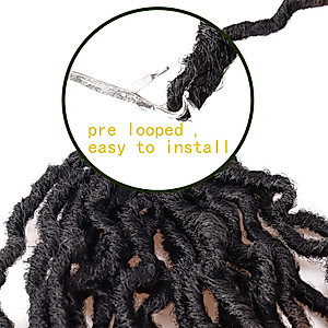 14 Inch Goddess Faux locs Crochet Hair 6 Packs/Lot Soft Gypsy Locs Wavy Crochet Braids Dreadlocks 3 Tone Curly Wavy Twist Braiding Hair Extensions African Roots Braid（#1B/99j/530)