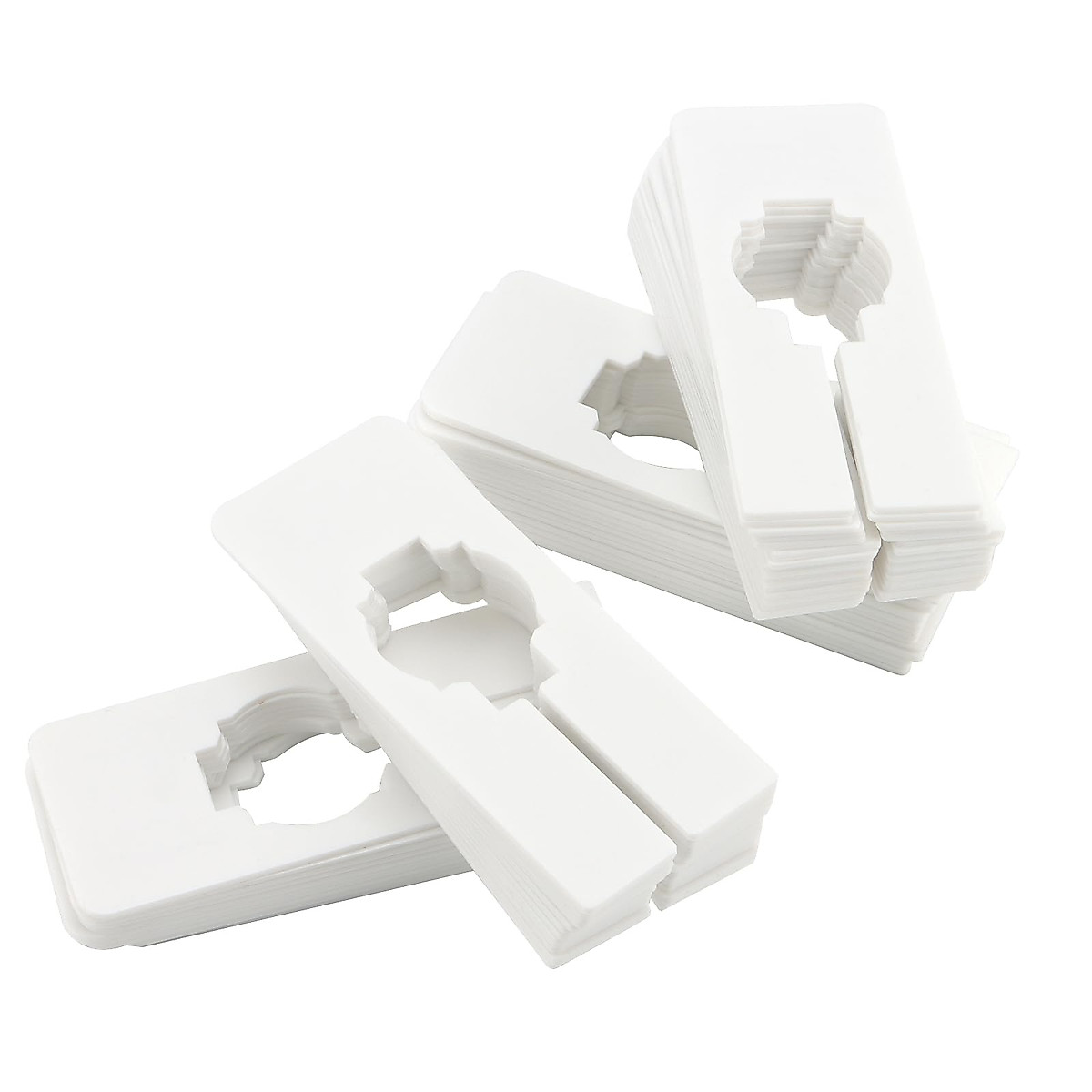 SHEUTSAN 100 PCS 12.5 x 5cm Plastic Clothing Rack Dividers, Rectangular Clothing Size Dividers, White Closet Dividers for Closet, Cloth Store, Department Stores