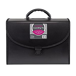 C-Line 21-Pocket Poly Expanding File with Handle, Includes Tabs, Locking Closure, Legal Size, Black (58320), Traditional