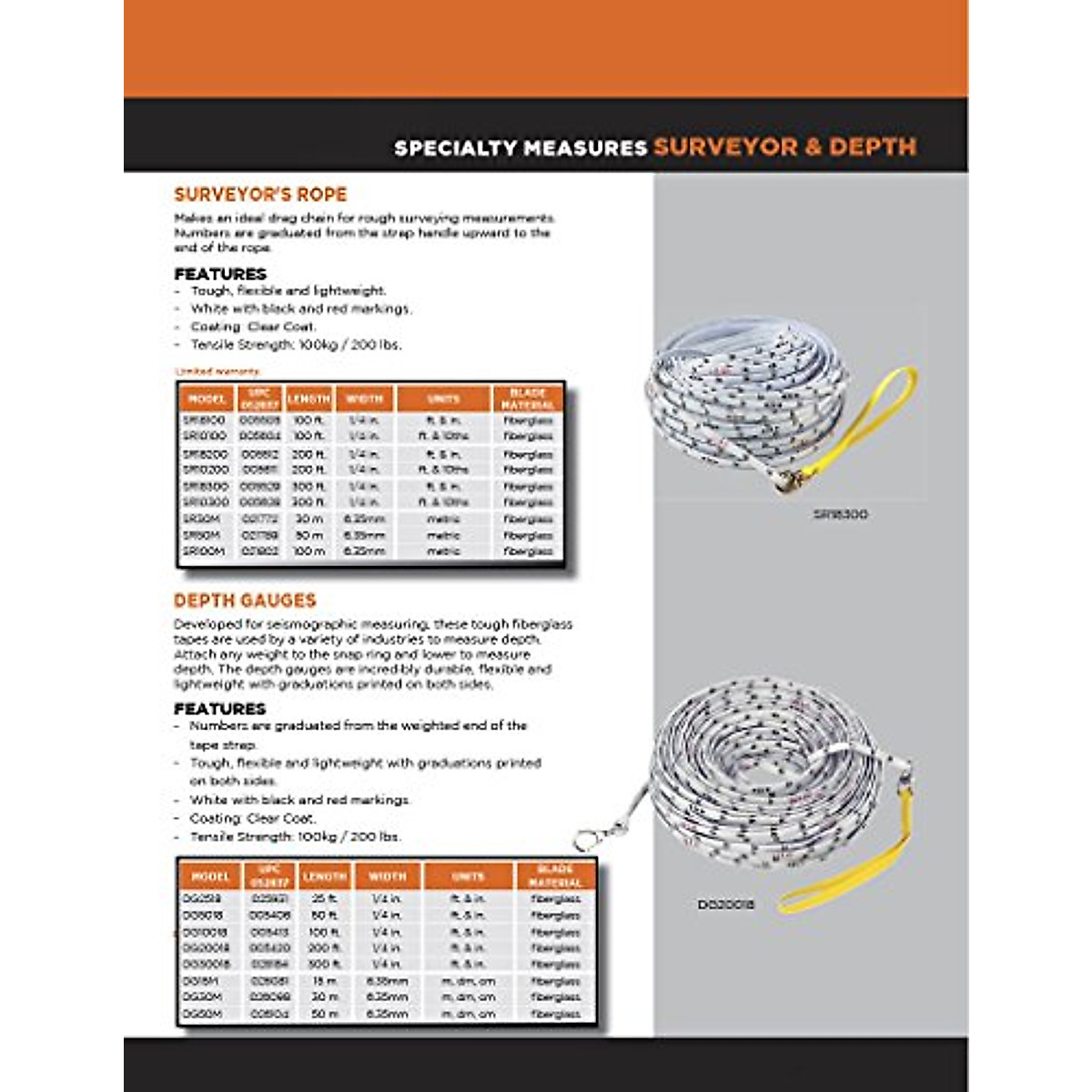 Keson DG10018 Depth Gauge Fiberglass Tape (Graduations: ft. & in.), 1/4-Inch by 100-Foot