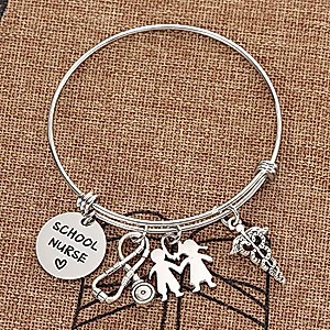 Kivosliviz School Nurse Appreciation Gifts Bracelet for Women School Nurses Week Gift Graduating Nursing Bangle Ornament Thank You Registered School Nurse Jewelry