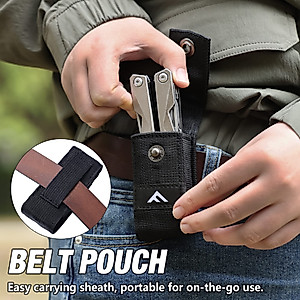 FLISSA Multitool, 16-in-1 Stainless Steel Multi Tool, EDC Multitool with Pocket Knife, Screwdriver, Pliers, Safety Locking and Sheath, Utility Multi-Tool for Camping Survival Outdoor Activities