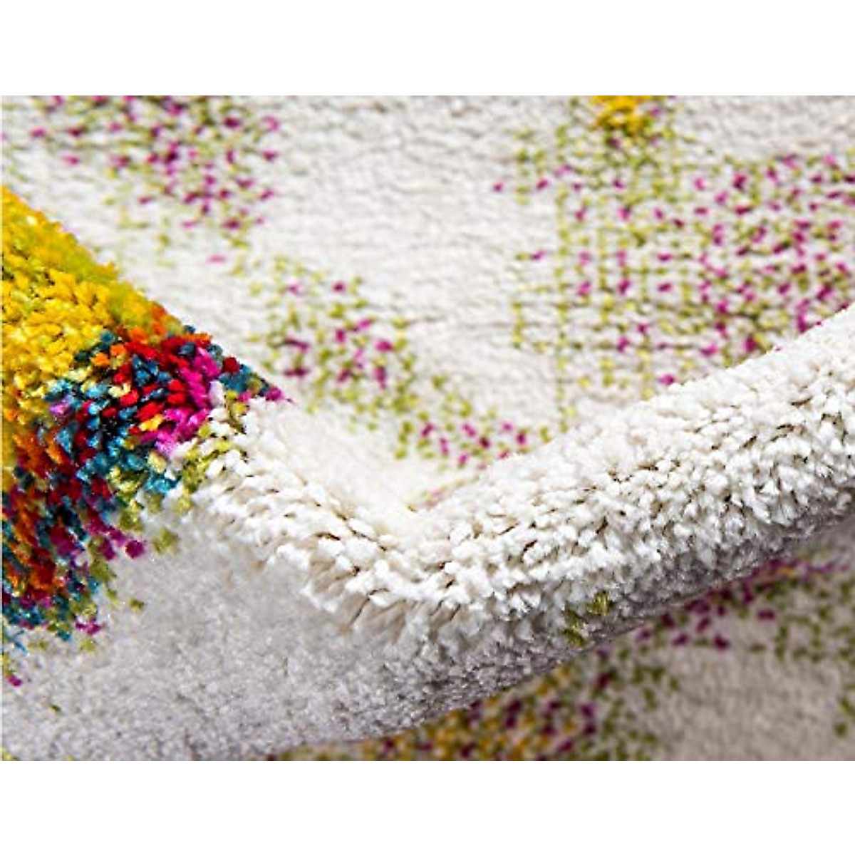 Unique Loom Lyon Collection Modern Watercolor Floral Area Rug, 2 x 6 ft, Ivory/Pink