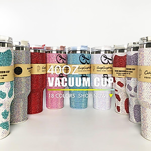 Cupcupmore 40oz Print Bling Rhinestone Stainless Steel Sippy Tumbler Glitter Vacuum Insulated Water Bottle with Straw & Lid &Handle,Thermos for Hot & Cold Drinks,Car Cup Holder (Bride Blue, 40 oz)