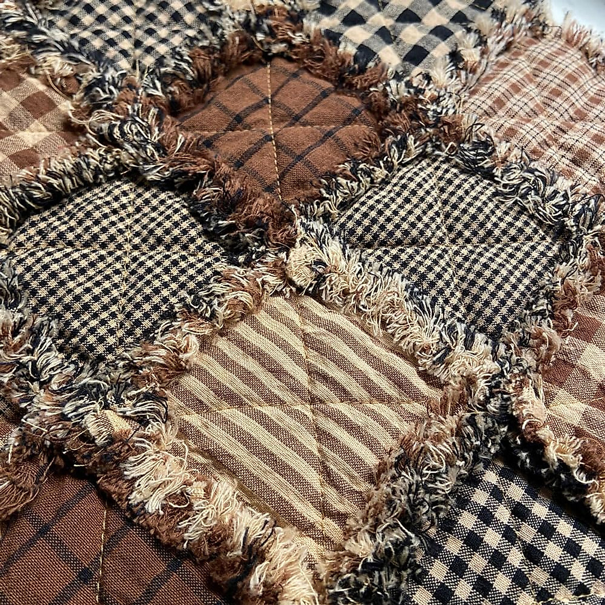 40+ Brown & Black Charm Pack 5 inch Precut Plaid Cotton Homespun Cabin Fabric Squares by JCS