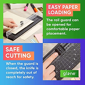 Glone 12 inch Paper Trimmer, A4 Size Paper Cutter with Automatic Security Safeguard for Coupon, Craft Paper and Photos (Black)
