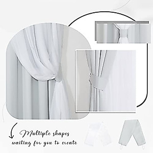 PONY DANCE Double Layer Curtains - White Curtains 84 inches Long with Sheer Overlay Nursery Panels for Bedroom/Living/Dining Room, 52 W by 84 L, Greyish White, 2 Pieces