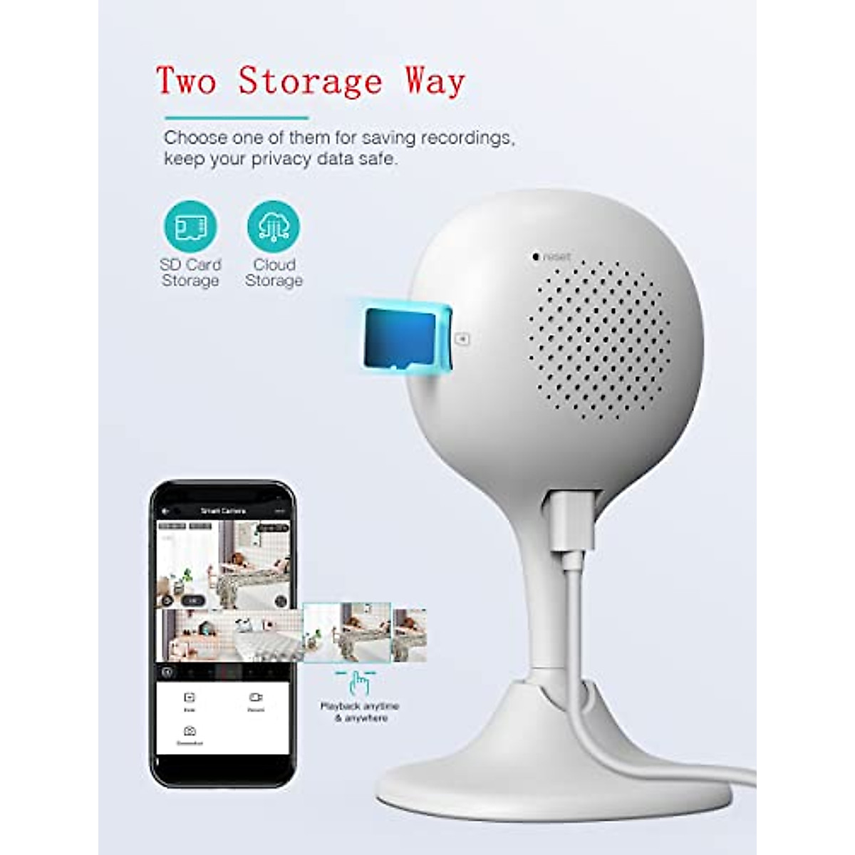 Baby Monitor 1080P FHD WiFi Security Indoor Camera Smart Pet Camera 103° Wide-Angle Two-Way Audio, 940nm Night Vision,Motion Detection, Compatible with Alexa