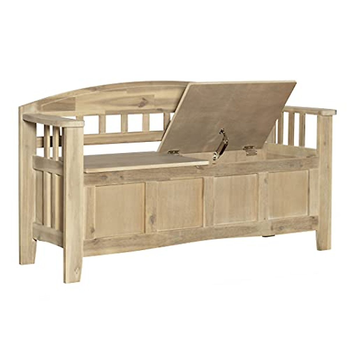 Linon Natural Washed Storage Frankie Bench, Seat Height of 18"