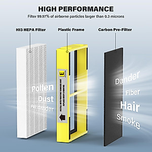 FLT4100 True HEPA Replacement Filter E for Guardian AC4100, AC4100CA, AC4150BL, AC4150PCA, AC4150P, 4 True HEPA Filter & 8 Activated Carbon Filter