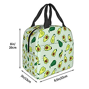 Echoserein Cute Avocado Fun Fruits Lunch Bag Insulated Lunch Box Reusable Lunchbox Waterproof Portable Lunch Tote For Women Men Girls Boys