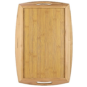 Greenco Bamboo Angular Sides Butler Serving Food Tray with Handles - Can Be Placed On Lap | Trays for Dining | Great for Eating On Couch, Living Room, Bed, and Dinner Table