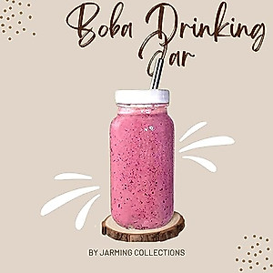 Reusable Smoothie Cup Regular Mouth 24 oz Mason Jar with Wide STAINLESS STEEL Straws Drinking Cups and Lids and Straws- Drinking Lid and BPA Leak Proof Caps by Jarming Collections