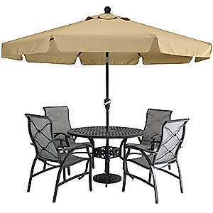 MASTERCANOPY Valance Patio Umbrella for Outdoor Table Market -8 Ribs (7.5ft, Khaki)