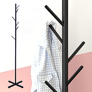 XUANIIIL Modern Metal Coat Rack with 7 Hooks and Cross Base, Free Standing Heavy Duty Hanger Stand, Hall Tree for Entryway, Home Office Clothes Hats Bags Umbrella Purse Organizer (Black)