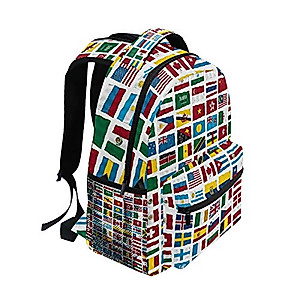 World Flags Backpacks Travel Laptop Daypack School Bags for Teens Men Women