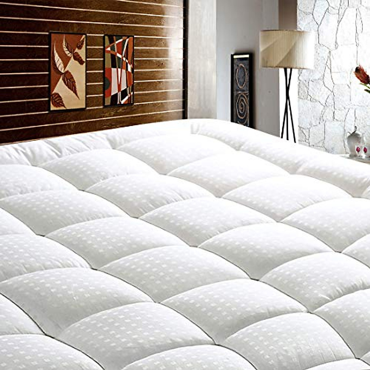 ST Starcast King Size Mattress Pad Pillow Top Mattress Cover Quilted Fitted Mattress Protector Cotton Top 8-21" Deep Pocket Cooling Mattress Topper(1 Inch,King)