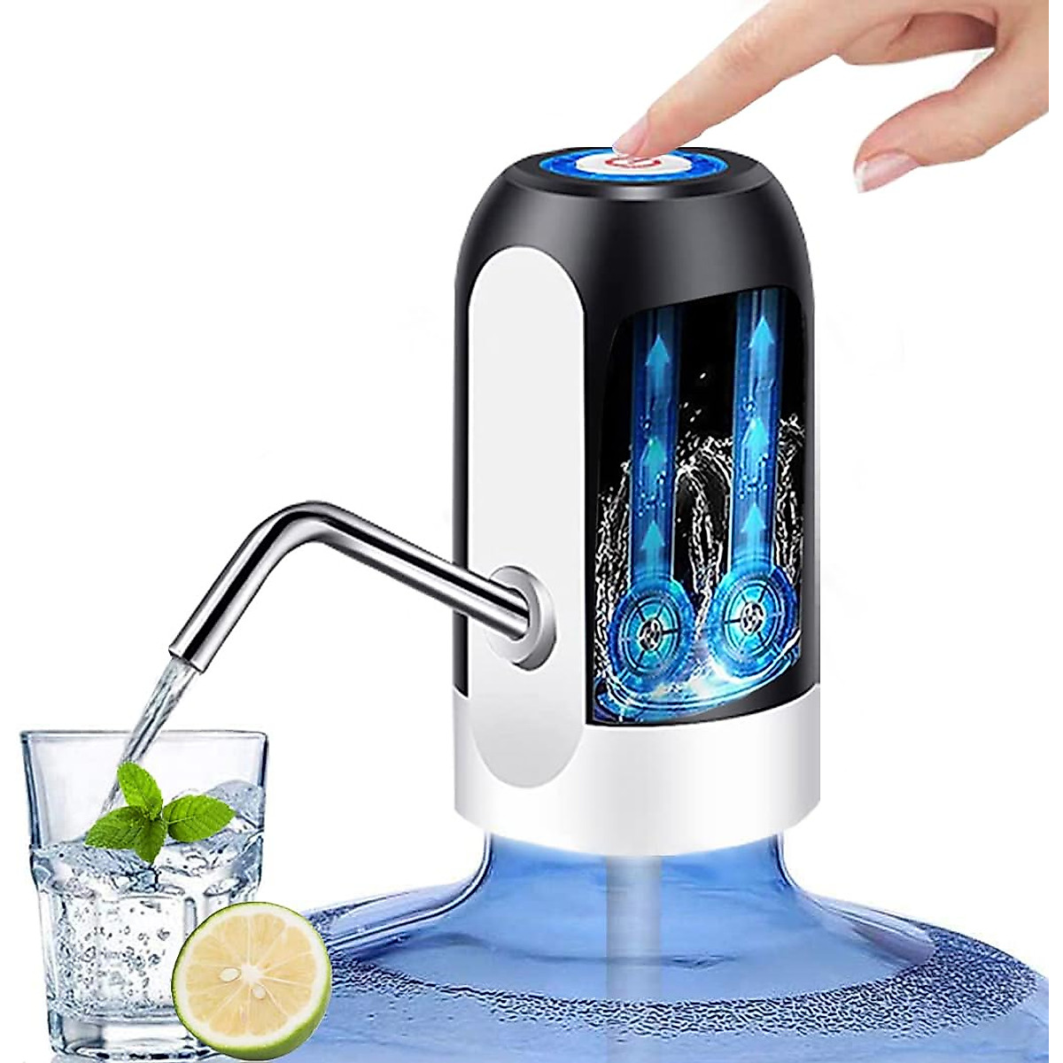 Vshinic Water Bottle Dispenser, Water Bottle Pump USB Charging Automatic Drinking Water Pump Water Jug Pump Electric Water Dispenser Water Bottle Switch for Universal 5 Gallon Bottle - Black