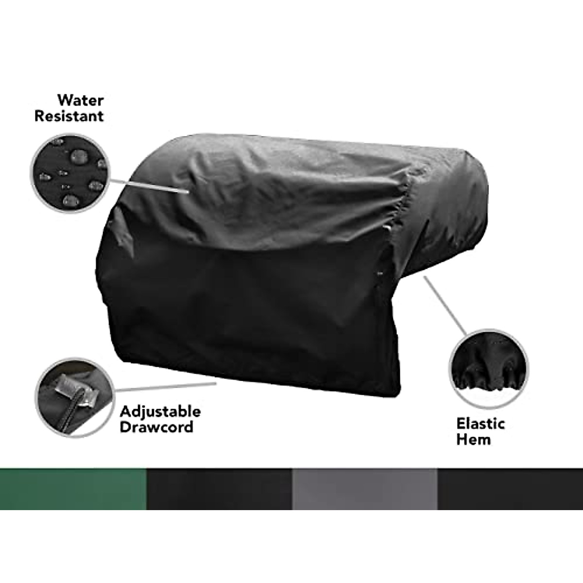 Covermates Built–in Grill Cover – Water Resistant, Cinching Drawcord, Grill and Heating-Black