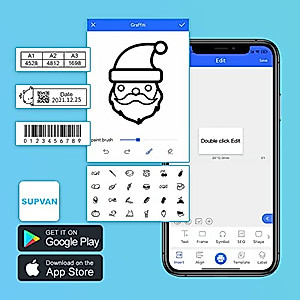 SUPVAN E10 Black Thermal Label Maker with Label Tape, Accessories Black Cute Ears for E10 Sticker Printer Bundled Products