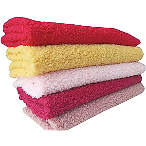 5pcs 19.7 x 15.8 Inches Red Solids DIY Fabric Teddy Short Plush Decorative Cloth Material Set Precut Bundle Patchwork Squares for Home Crafts Sewing Quilting