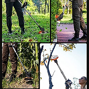 GMRZ Portable Electric Grass Cutter Machine, Handheld String Trimmer Lawn Mower 24V Powered Garden Edger Tool with U-Handle and Replace Blade,2 Battery